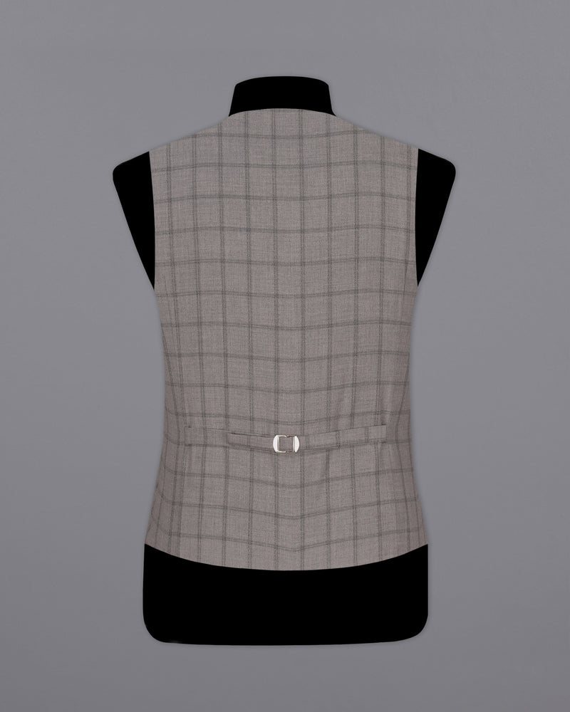 Concord Gray Checks-Plaid Premium Terry-Rayon Wedding Waistcoats For Men.