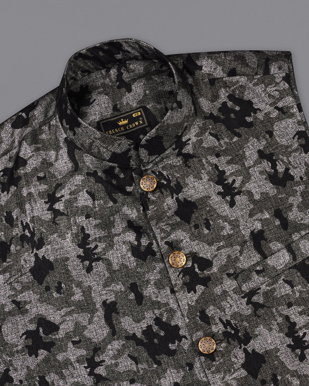 Merlin Green with Scorpion Gray Chintz Textured Premium Terry Rayon ...