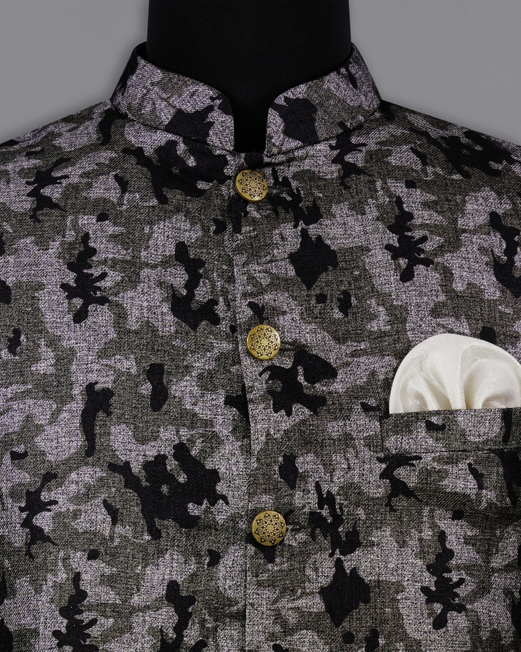 Merlin Green with Scorpion Gray Chintz Textured Premium Terry Rayon ...